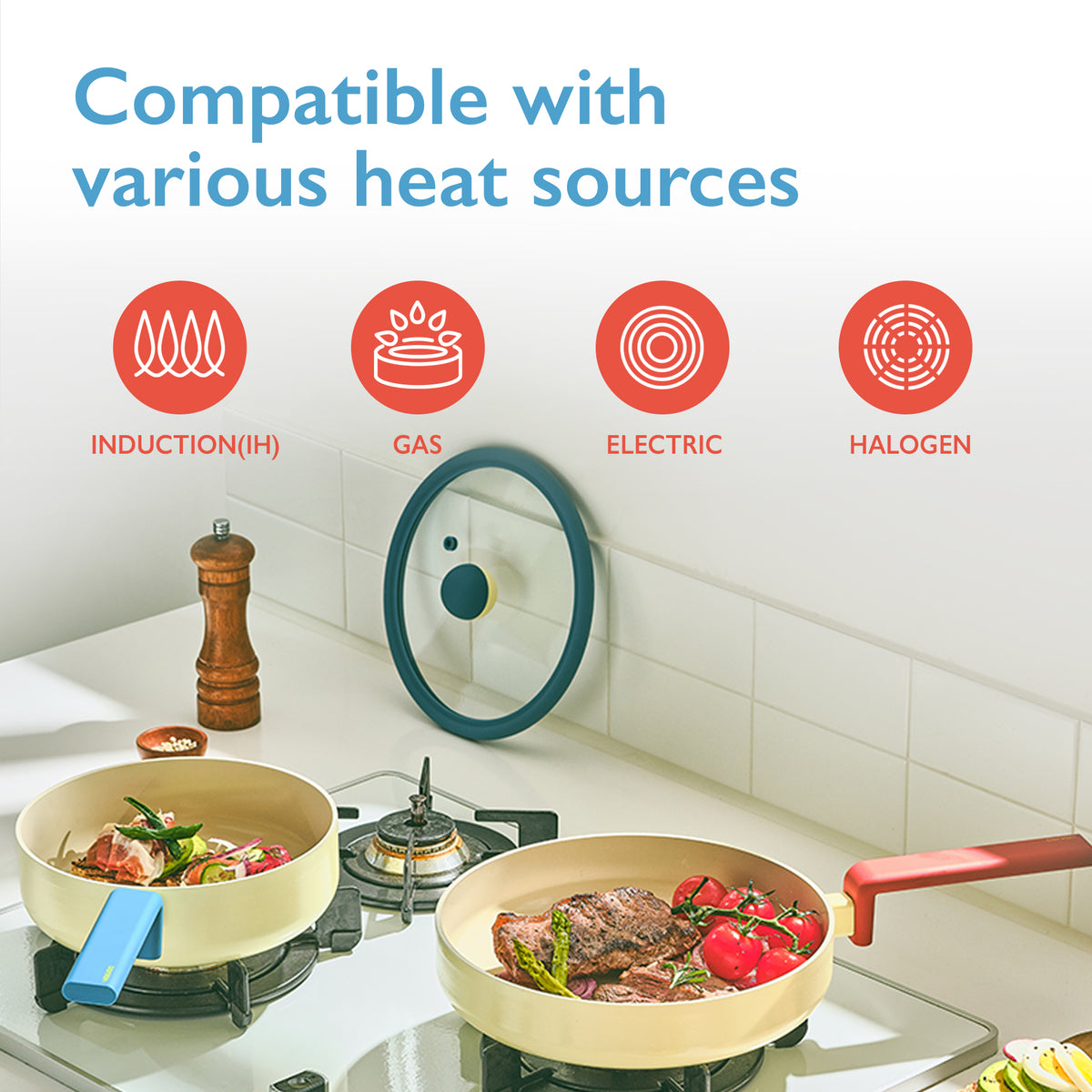 Non-Stick Ceramic Casserole with Lid - 8", Non-toxic, Induction Safe ...
