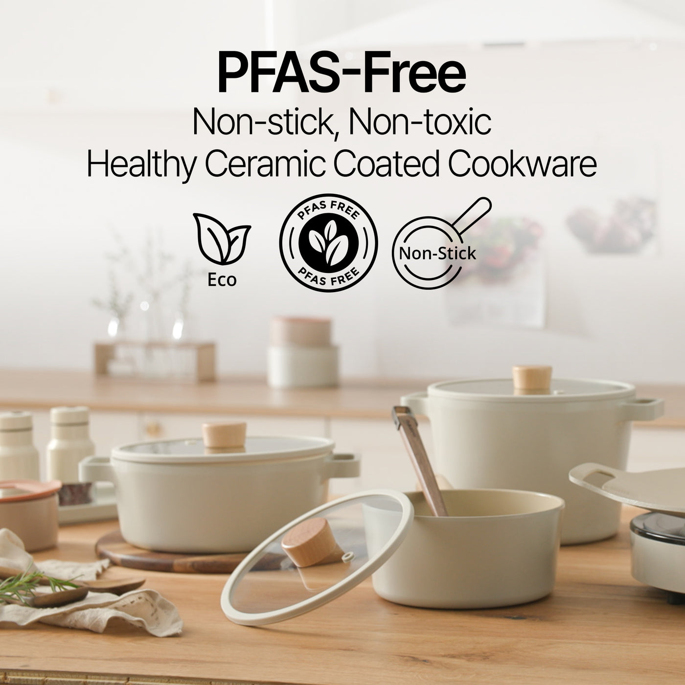 Non-Stick Ceramic Stock Pot with Lid - 9", Non-toxic, Induction Safe ...